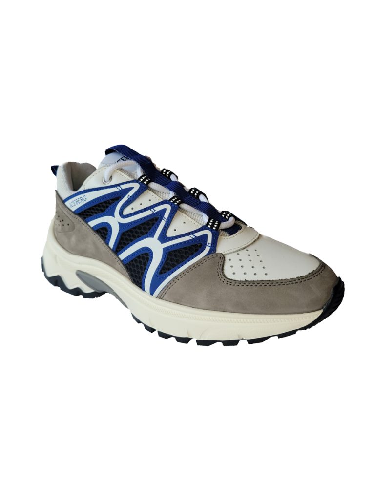 ICEBERG White Sneakers with Blue Stripe